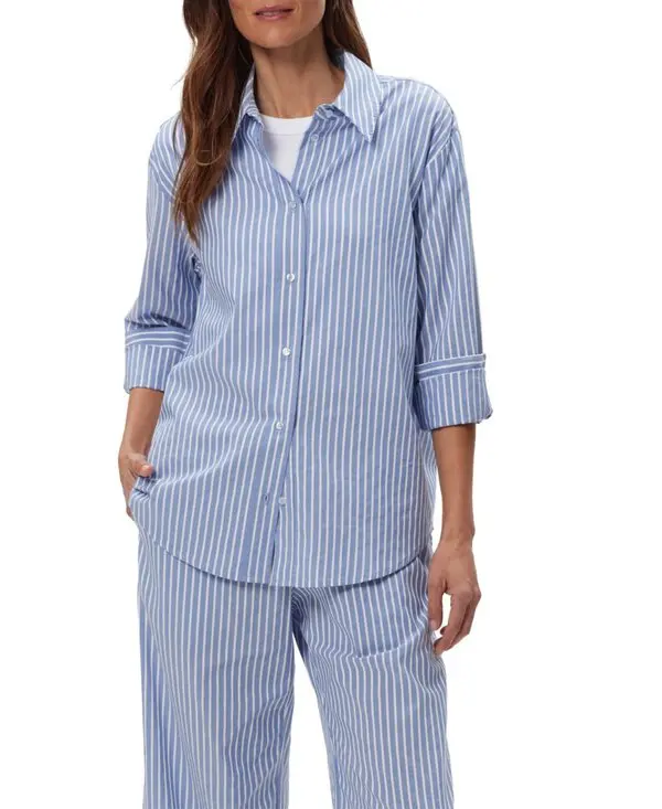 Michael Stars Stripe Carson Button Down Top - Sky