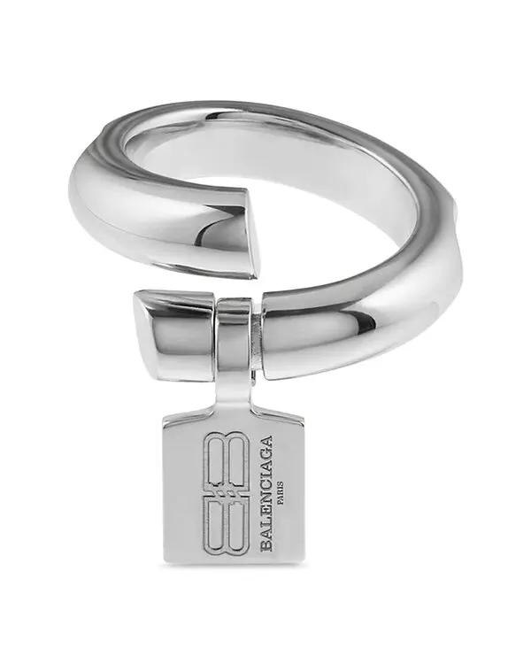 Balenciaga Saint-germain Tag Ring - Shiny Silver