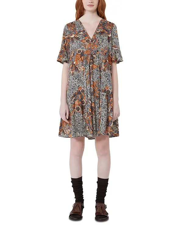 Max Mara Printed Kaftan Dress - Navy