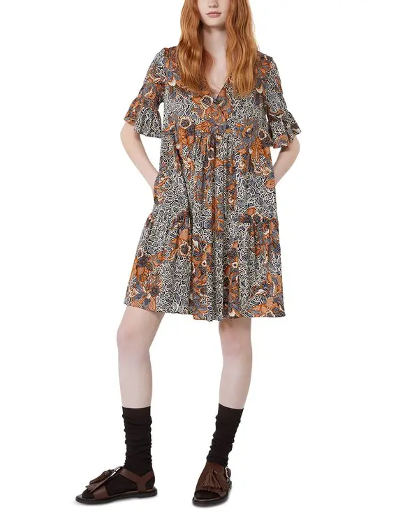 Max Mara Printed Kaftan Dress - Navy