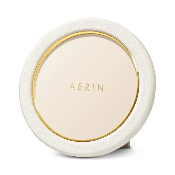 Aerin Piero Leather Round Frame, 6 X 6 - No Color