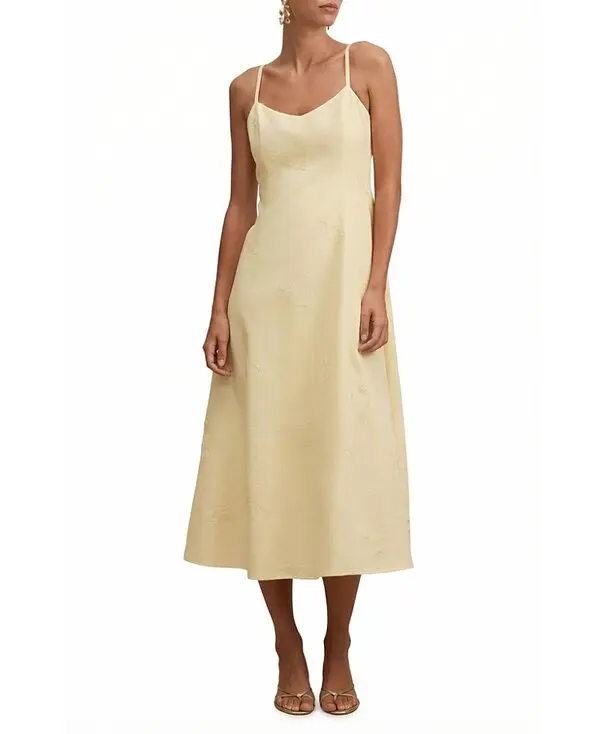 EVER NEW Tiffany Embroidery Sequin Midi Dress - Spring Daffodil