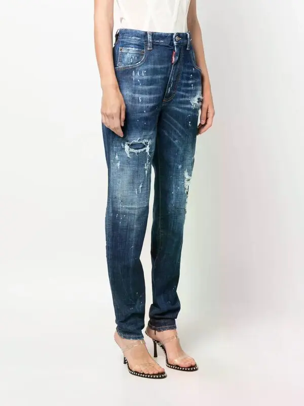 Dsquared2 Ripped-detail Tapered Jeans