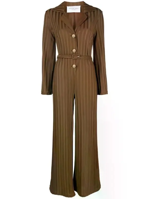 Viktor & Rolf Ribbed-knit Cotton Jumpsuit - Brown