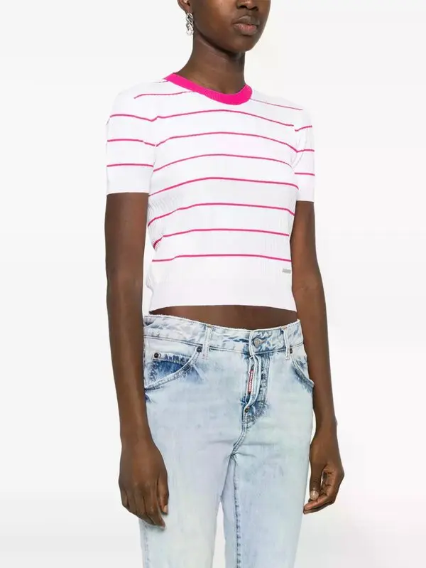 Dsquared2 Striped Ribbed Knit Top