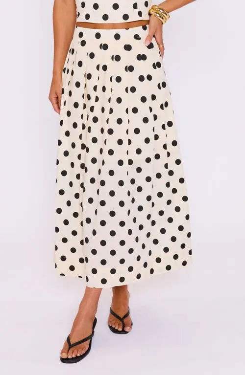 VICI Polka Dot Pleated Maxi Skirt - Cream/black