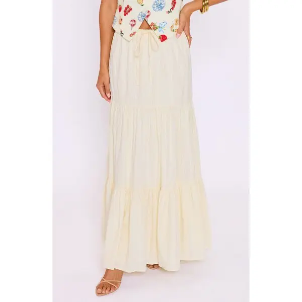 VICI Lily Tiered Maxi Skirt - Butter