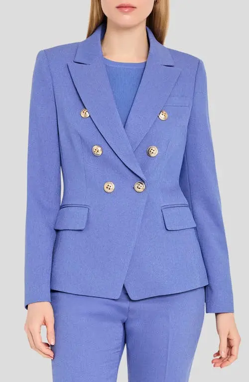 TAHARI ASL Double Breasted Twill Blazer - Deep Peri