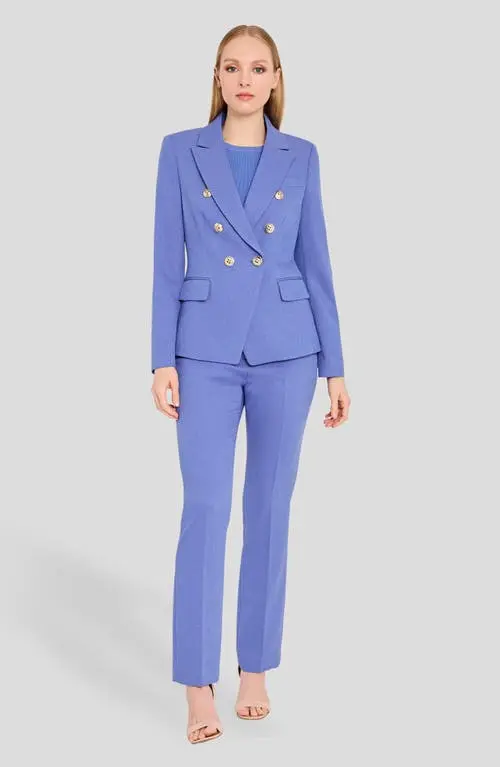 TAHARI ASL Double Breasted Twill Blazer - Deep Peri