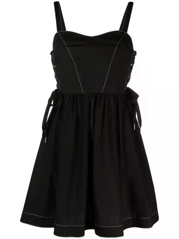 Pinko Lace-up Cotton Minidress - Black