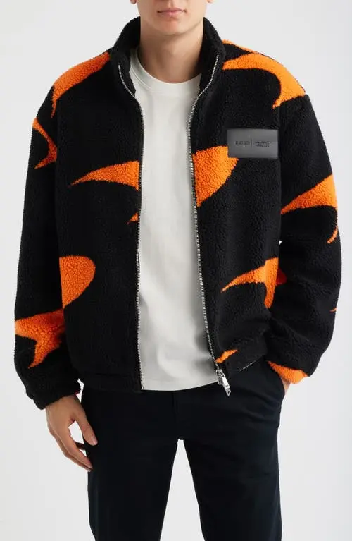 REISS X Mclaren Fleece Jacket - Black/papaya Or