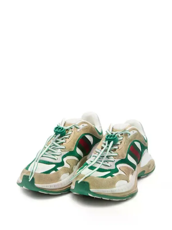 Gucci Striped Leather Sneakers - Neutrals