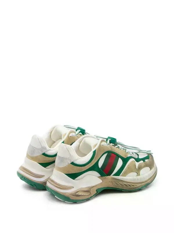 Gucci Striped Leather Sneakers - Neutrals