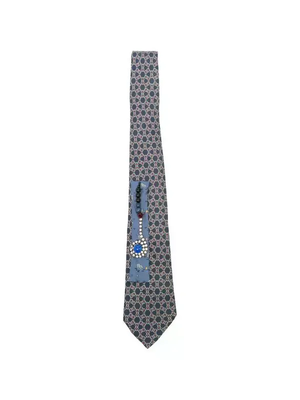 A.N.G.E.L.O. VINTAGE CULT X Stefania Bertoni Hermés Embellished Tie - Blue