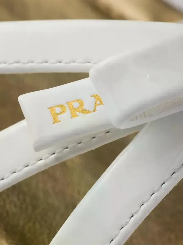 Prada Patent And Metallic Leather Flat Sandals With Bow Detail - Gold