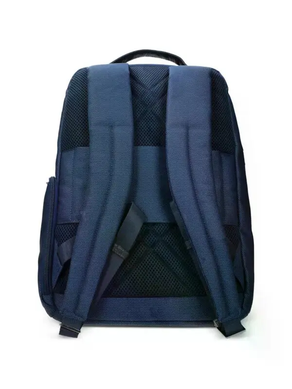 PIQUADRO Leather-trimmed Textured Backpack - Blue