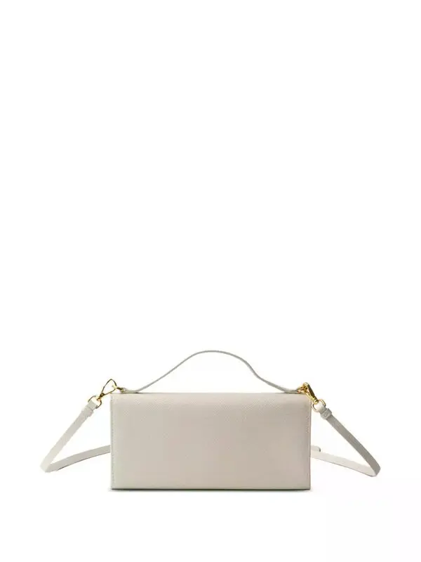 Prada Saffiano Leather Wallet With Shoulder Strap - Neutrals