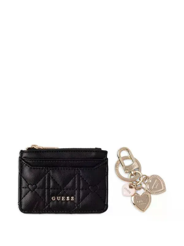 Guess Quilted Cardholder And Keychain Set - Black