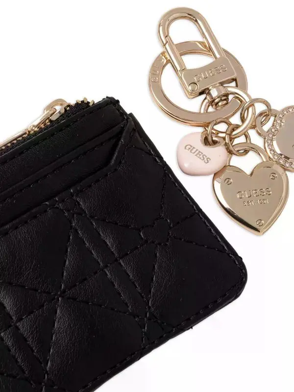 Guess Quilted Cardholder And Keychain Set - Black