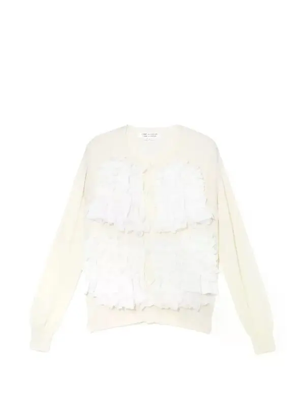 Comme Des Garçons Floral-embroidered Cardigan - Neutrals