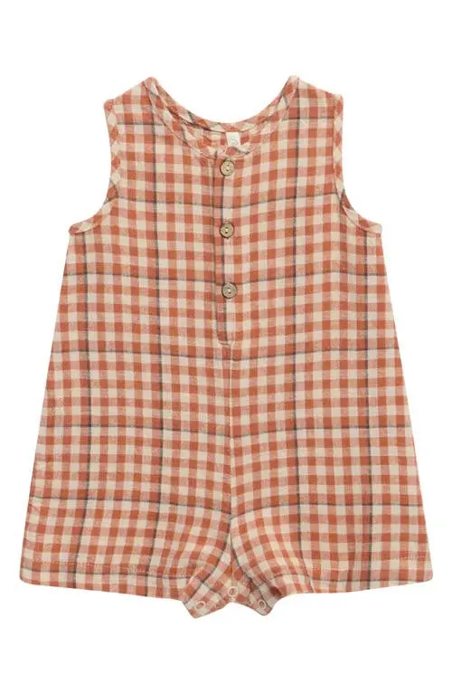 RYLEE + CRU Mavrick Gingham Cotton Romper - Poppy