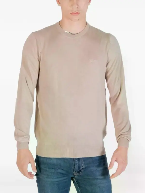 Guess Logo-embroidered Crew-neck Jumper - Neutrals
