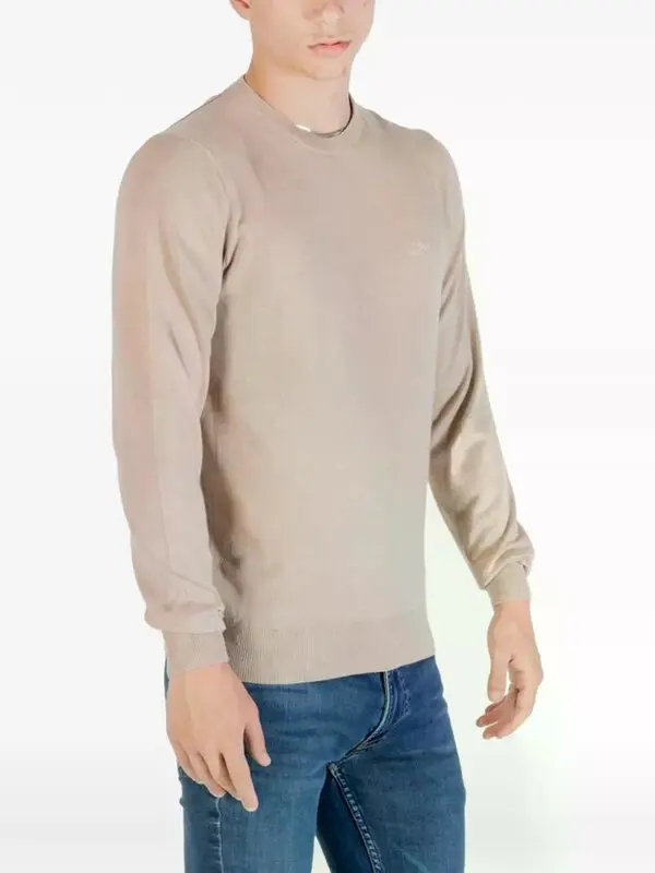 Guess Logo-embroidered Crew-neck Jumper - Neutrals