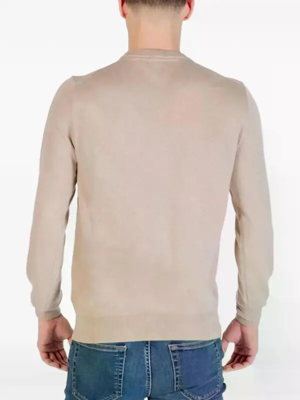 Guess Logo-embroidered Crew-neck Jumper - Neutrals