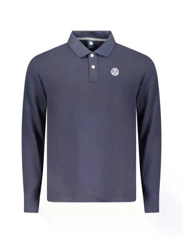 NORTH SAILS Long-sleeve Logo-patch Polo Shirt - Blue