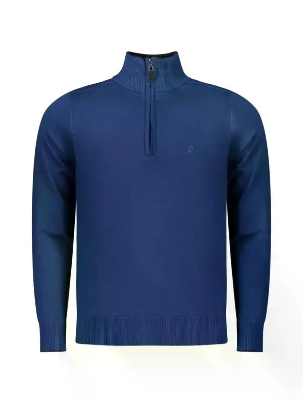 COVERI MOVING Zip-neck Fine-knit Sweater