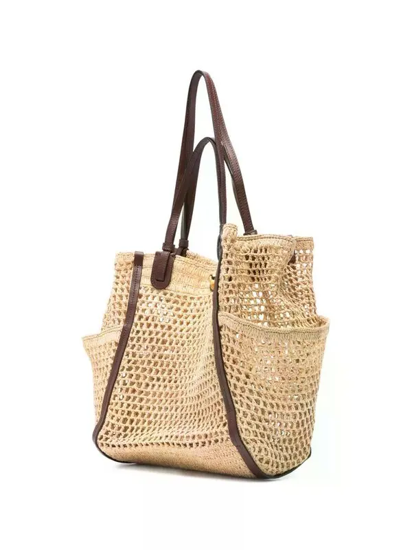 Chloé Open-knit Logo-patch Tote Bag - Neutrals