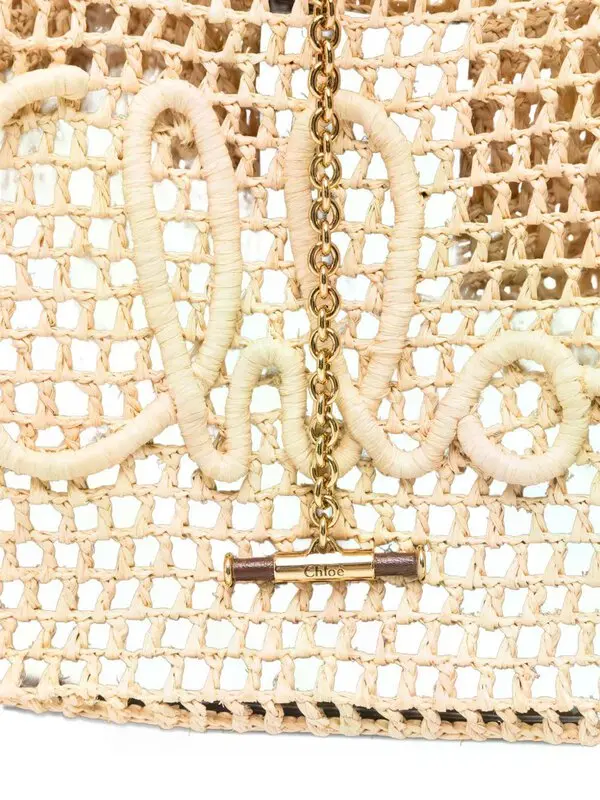 Chloé Open-knit Logo-patch Tote Bag - Neutrals