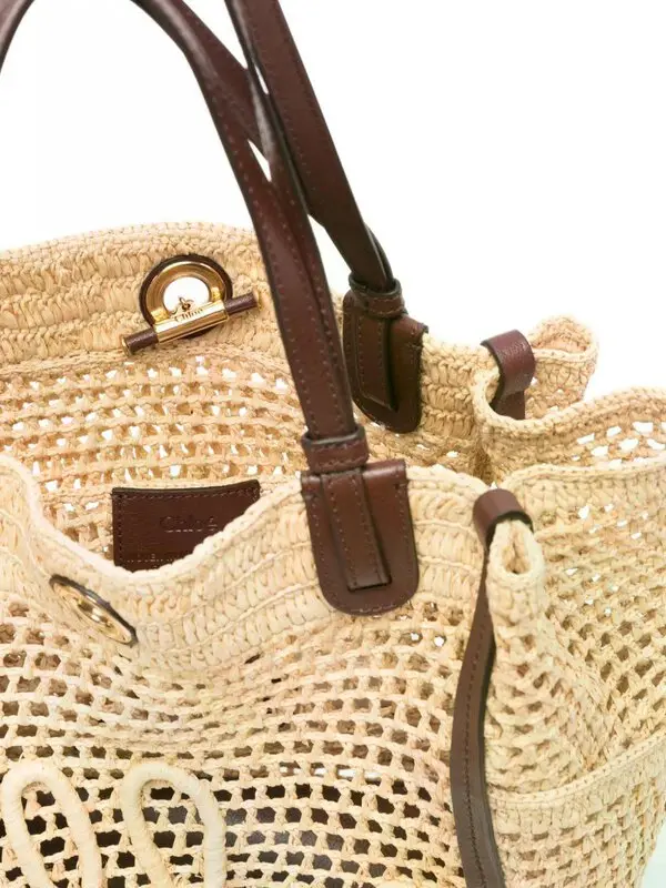 Chloé Open-knit Logo-patch Tote Bag - Neutrals