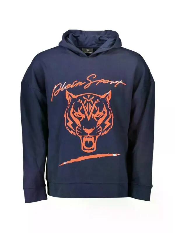 PLEIN SPORT Tiger-print Logo Hoodie - Blue