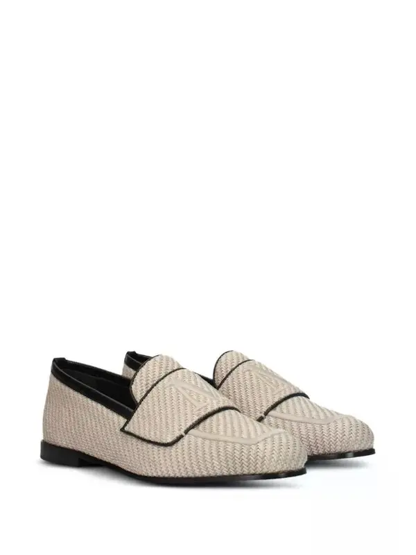 Max Mara Woven Leather-trim Loafers