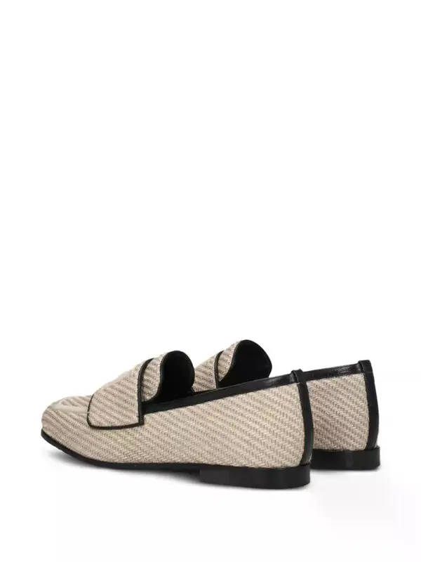 Max Mara Woven Leather-trim Loafers