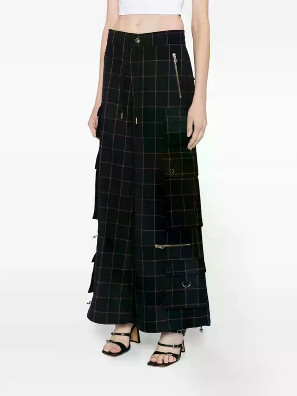 Cynthia Rowley Checked Cargo Trousers - Blue