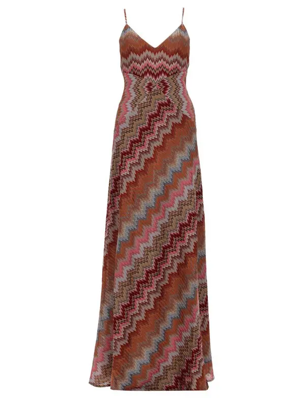 Missoni Abito Lungo With V-neck - Multicolour