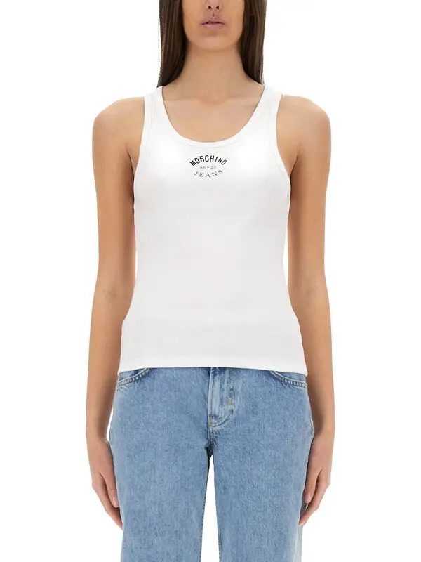Moschino Logo Slim Fit Top - White