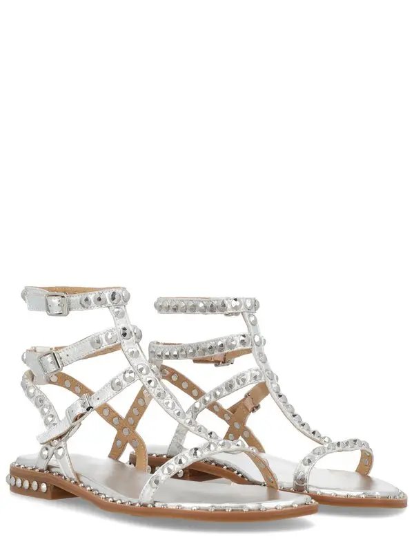 Ash Studded Gladiator Sandals - Silver