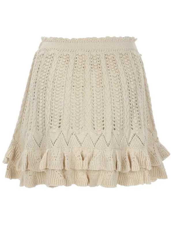 MARANT ETOILE Crochet Knit Mini Skirt - Ivory