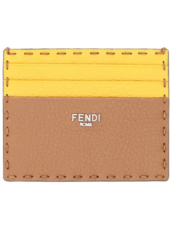 Fendi Leather Card Holder - Brown
