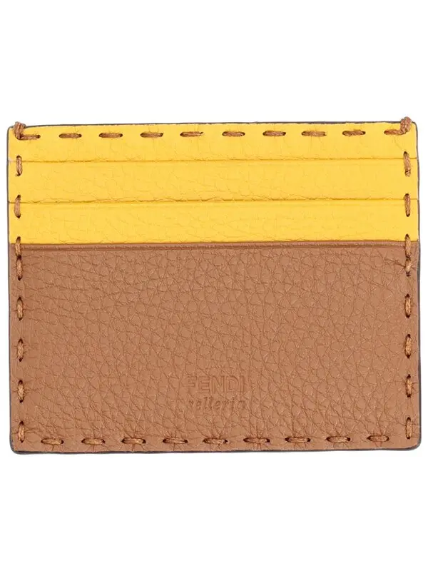 Fendi Leather Card Holder - Brown