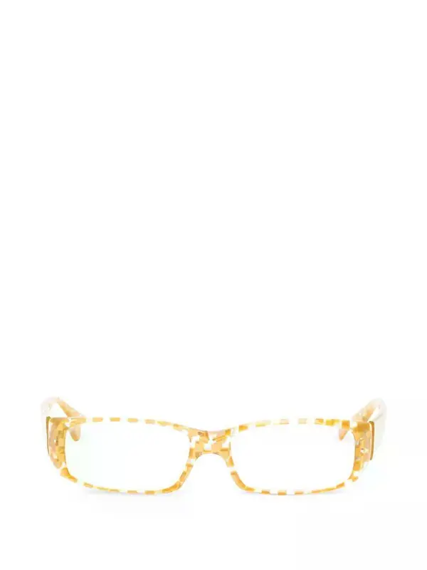 ALAIN MIKLI VINTAGE 2000s Checkered Rectangle Eyeglasses - Neutrals