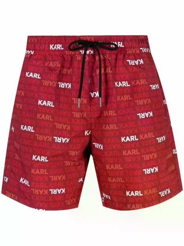 Karl Lagerfeld Logo-print Swim Shorts - Red