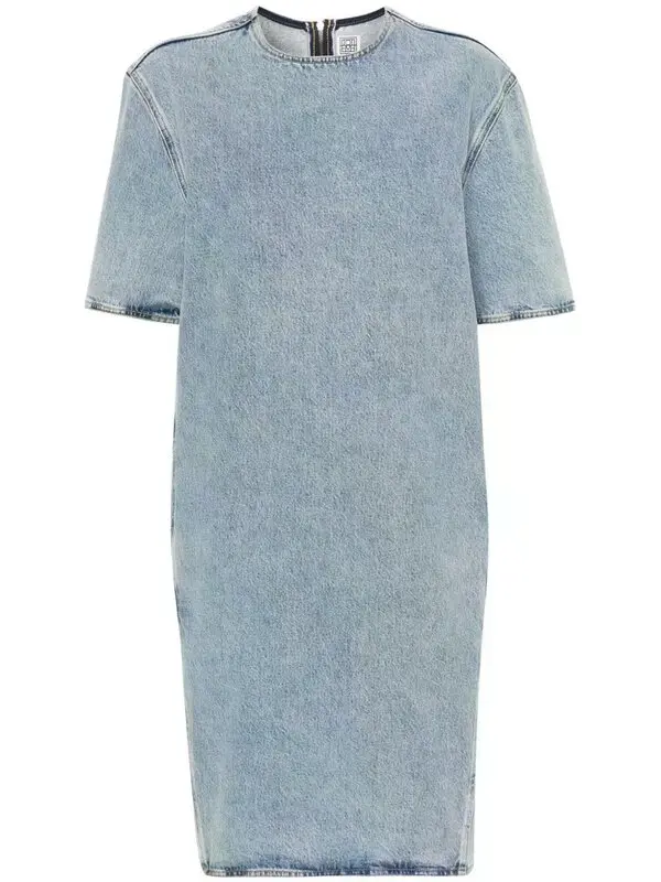 TOTEME Short-sleeve Denim Midi Dress - Blue