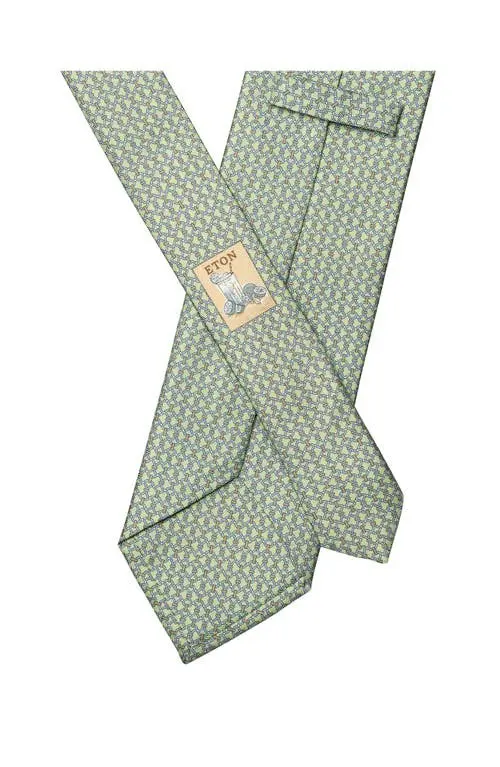 Eton Chain Pattern Silk Neck Tie - Light Green
