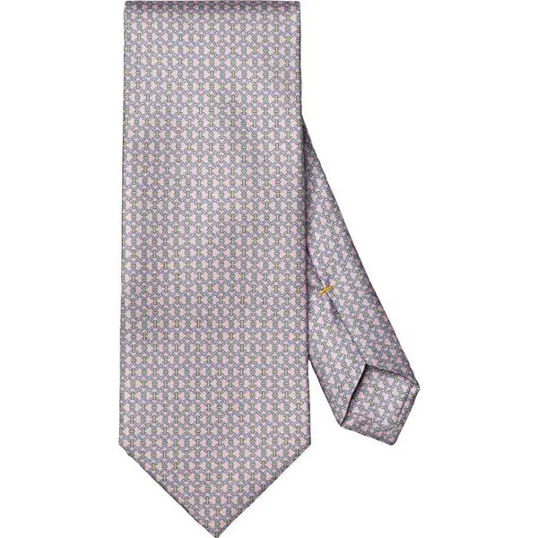 Eton Chain Pattern Silk Neck Tie - Medium Pink