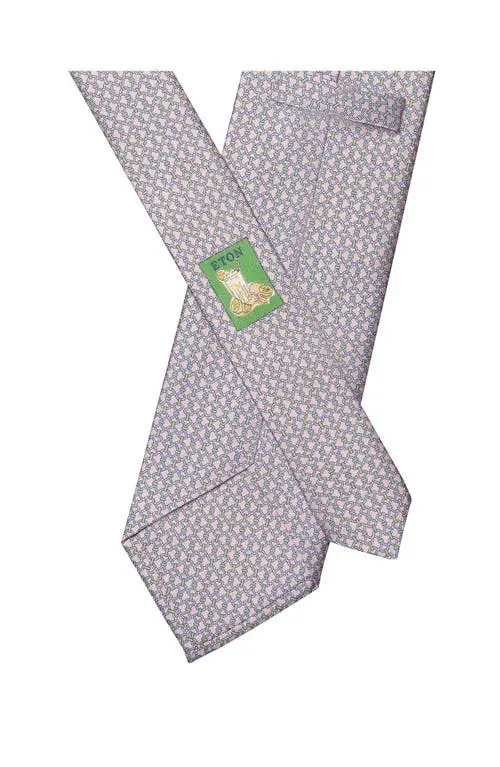 Eton Chain Pattern Silk Neck Tie - Medium Pink