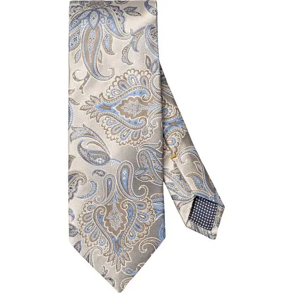 Eton Paisley Silk Neck Tie - Light Grey